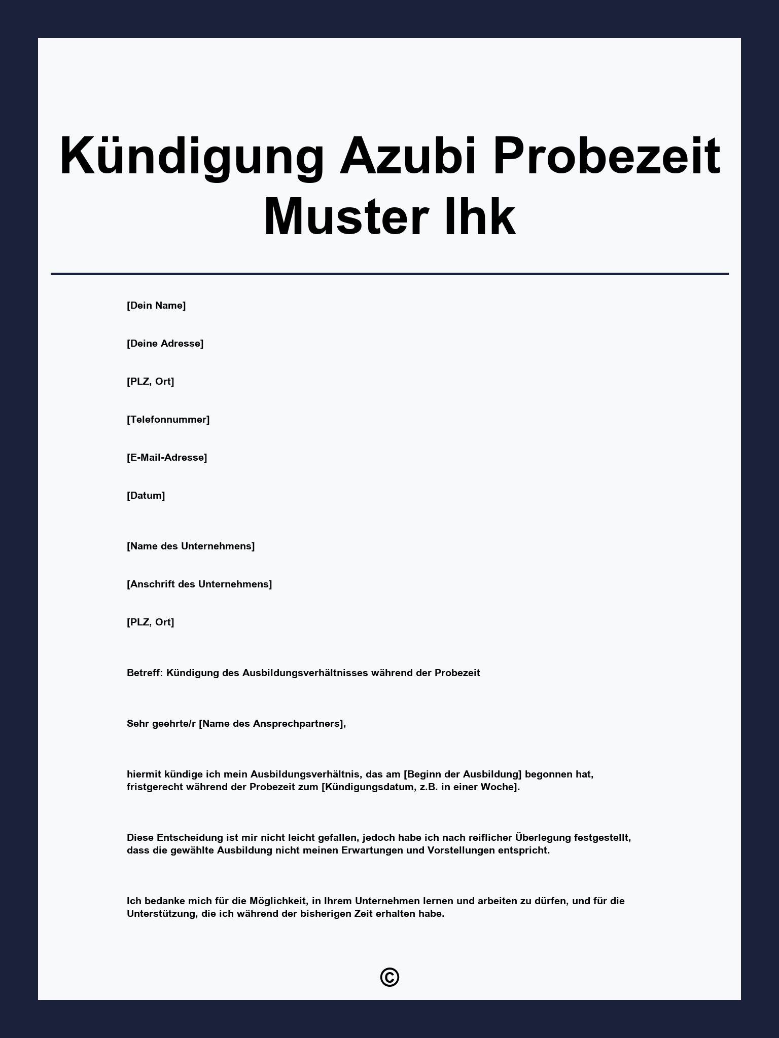 Kündigung Azubi Probezeit Muster Ihk